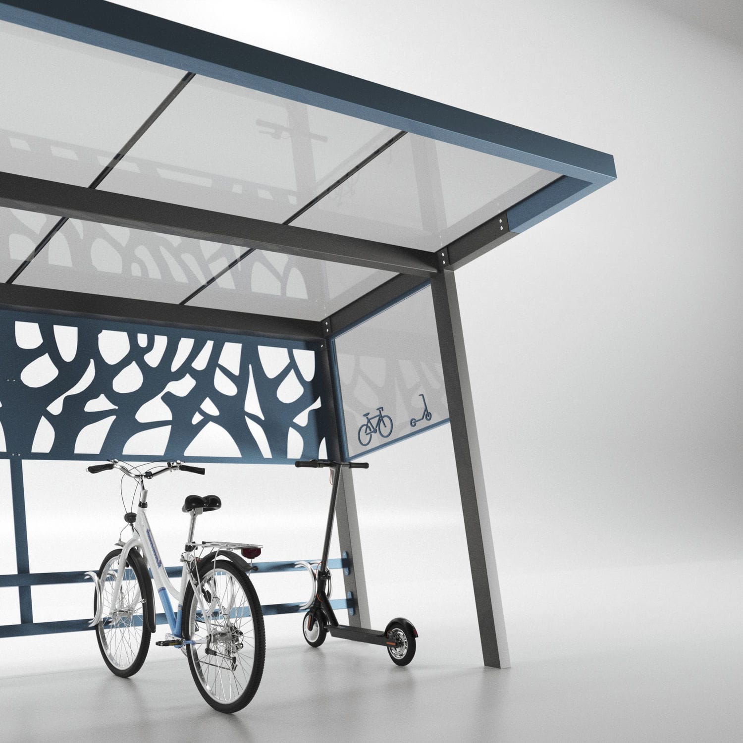 Modular cycle shelter - CROSS Junior - CITYSì - steel / for public space