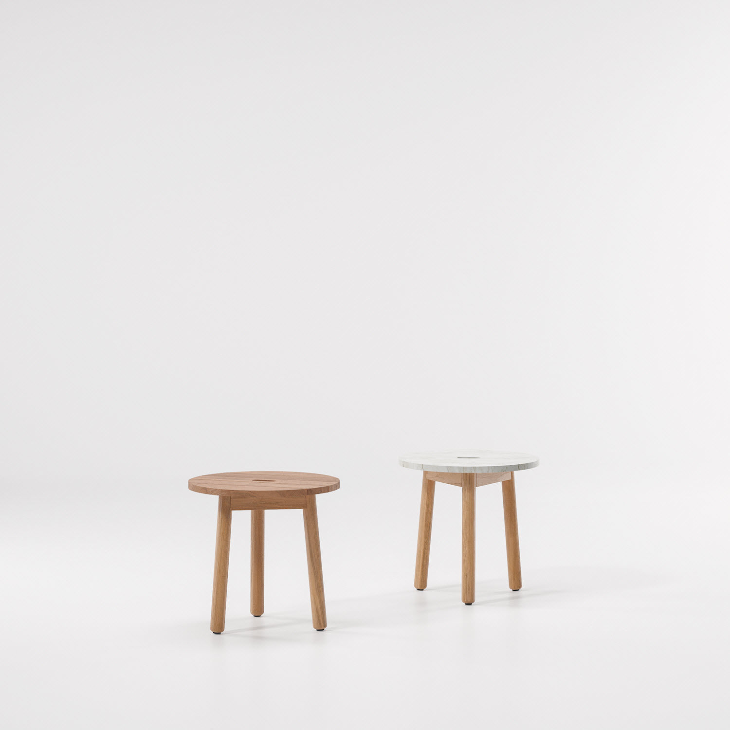 Contemporary side table - RIVA - KETTAL - teak / marble / teak base