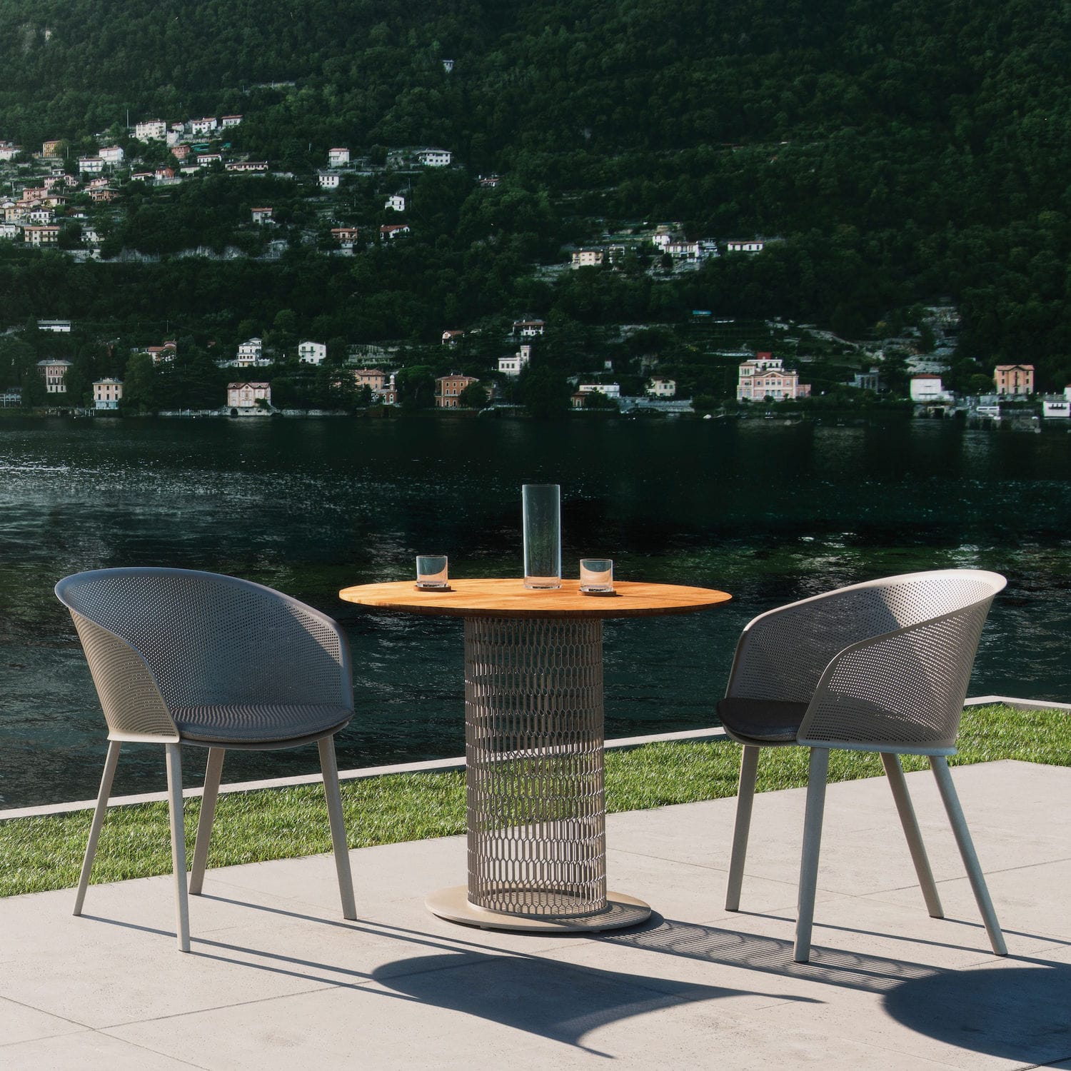 Contemporary dining table - MESH - KETTAL - teak / aluminum / marble