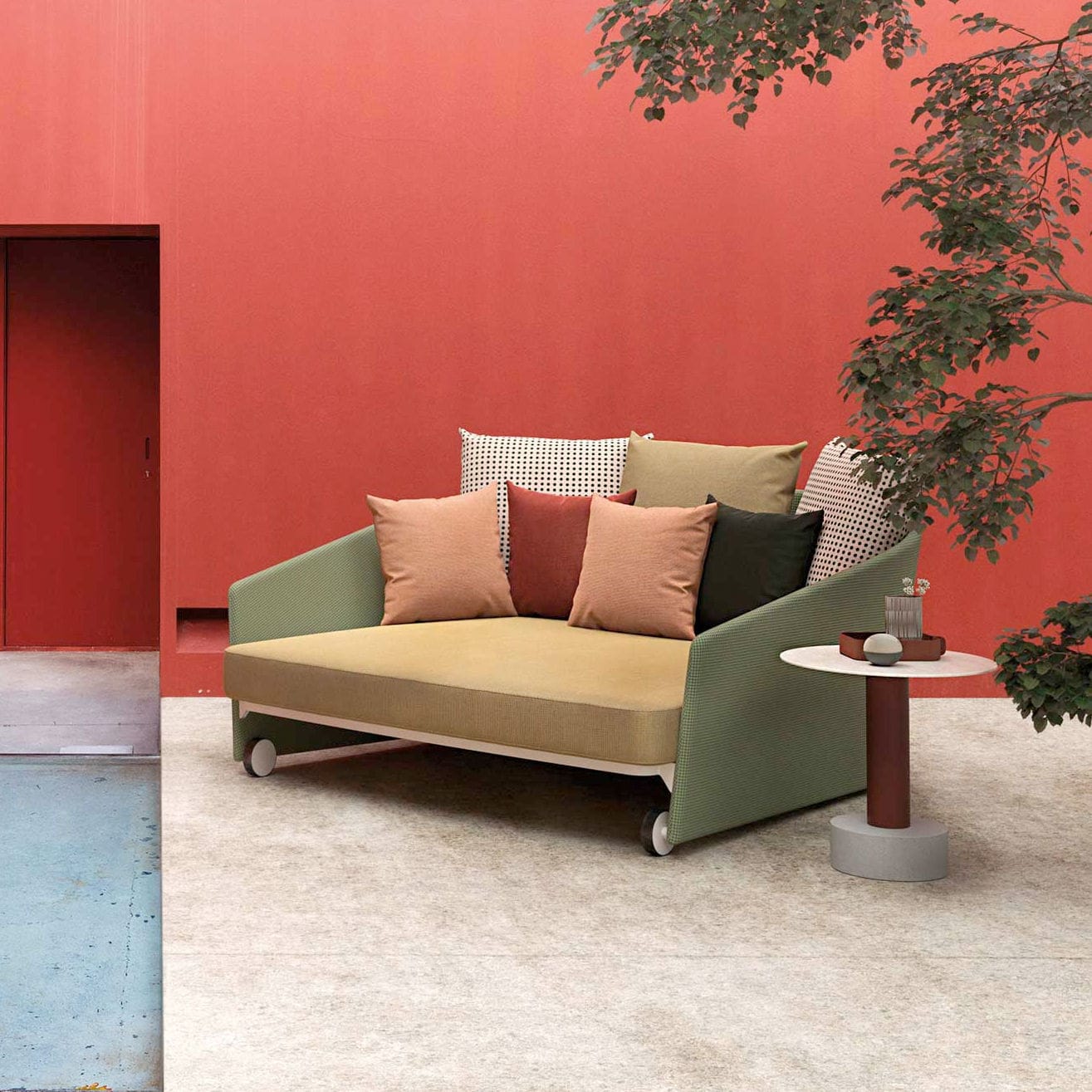 Contemporary daybed - BITTA LOUNGE - KETTAL - fabric / aluminum / rope