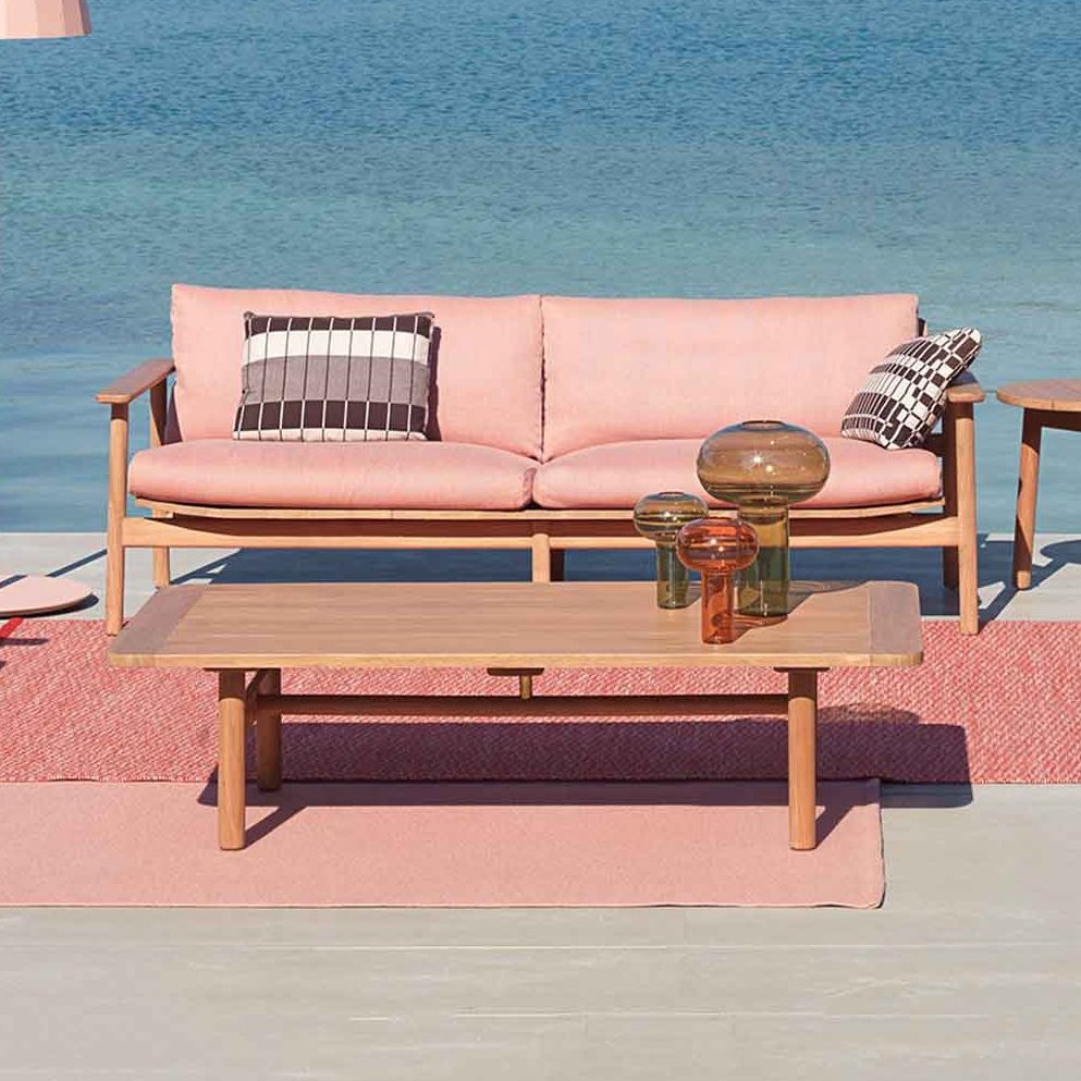 Contemporary coffee table - RIVA - KETTAL - teak / marble / teak base