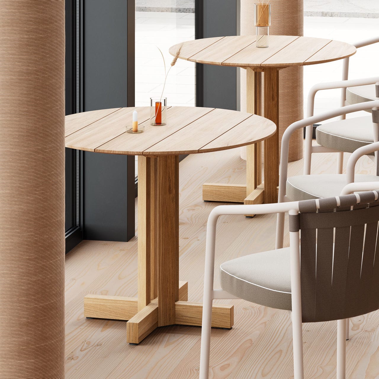 Contemporary dining table - Altar - KETTAL - teak / aluminum / marble