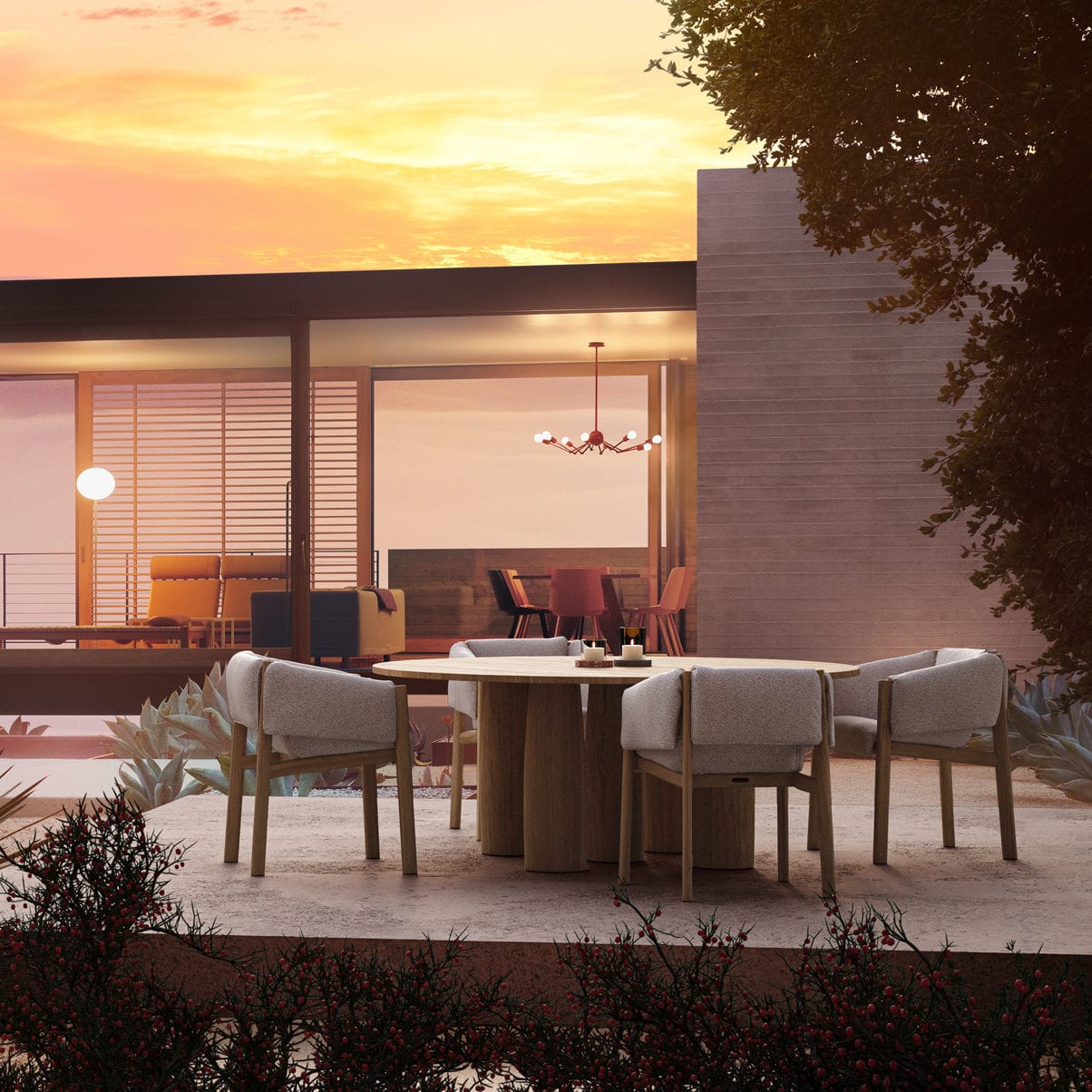 Contemporary armchair - Plumon - KETTAL - fabric / teak / iroko