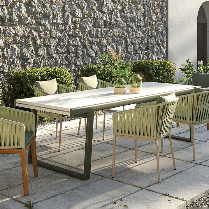 Contemporary dining table - BITTA - KETTAL - teak / aluminum / marble