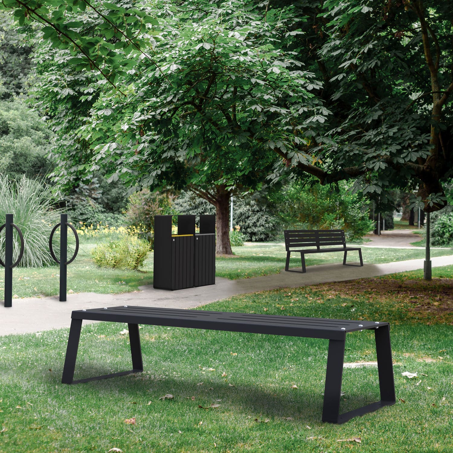 Contemporary public bench - BALLADE EXTREME - ROSSIGNOL - galvanised ...