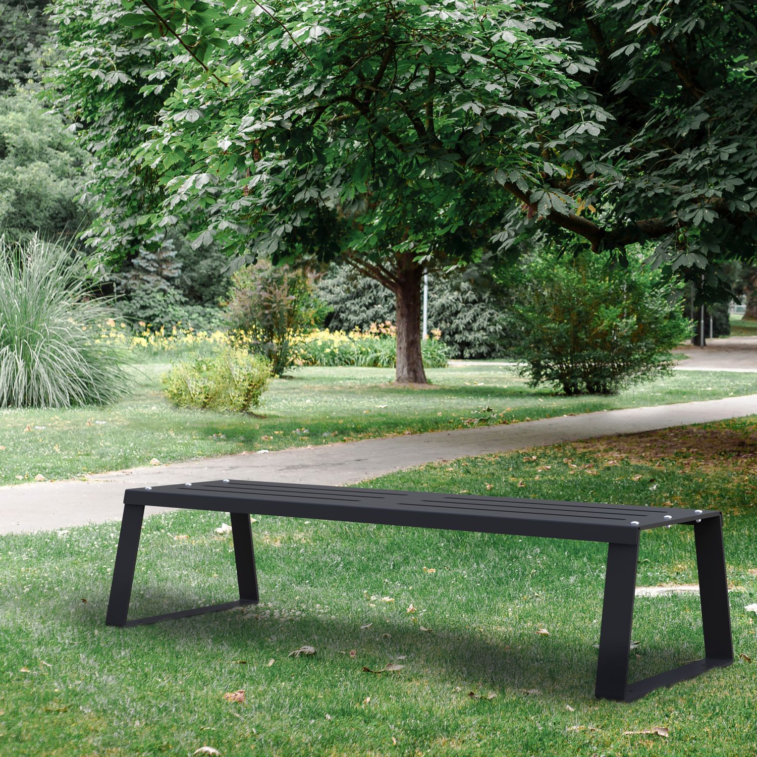 Minimalist design public bench - BALLADE METAL - ROSSIGNOL - powder ...