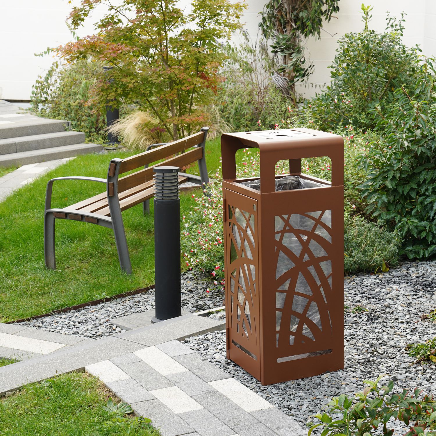 Public trash can - CYBEL - ROSSIGNOL - metal / polycarbonate / vandal-proof