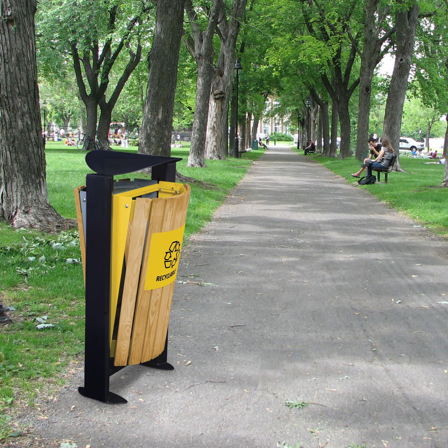 Public trash can - ARKEA - ROSSIGNOL - floor-standing / powder-coated ...
