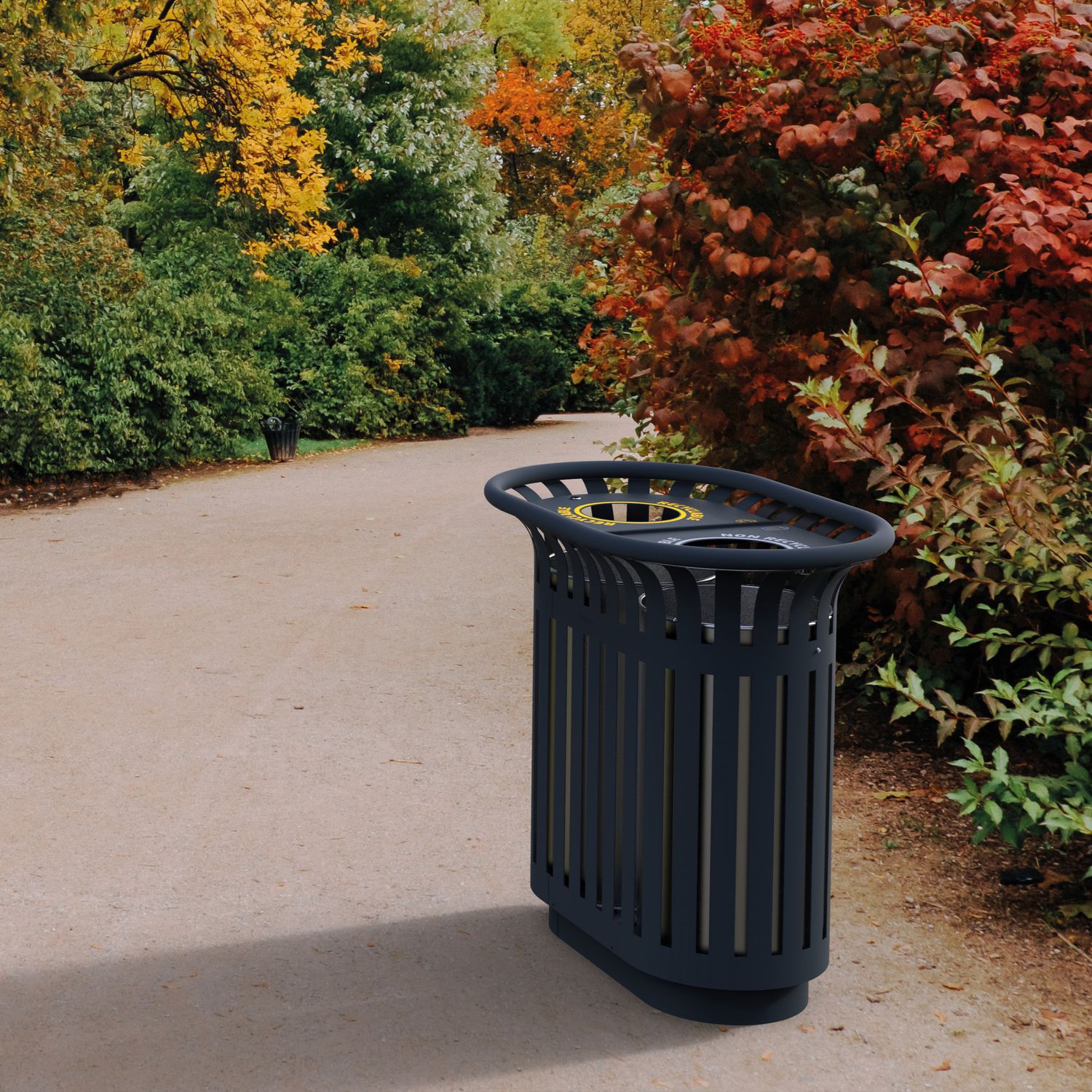 Public trash can - TULIPE 2F - ROSSIGNOL - metal / with lid / outdoor