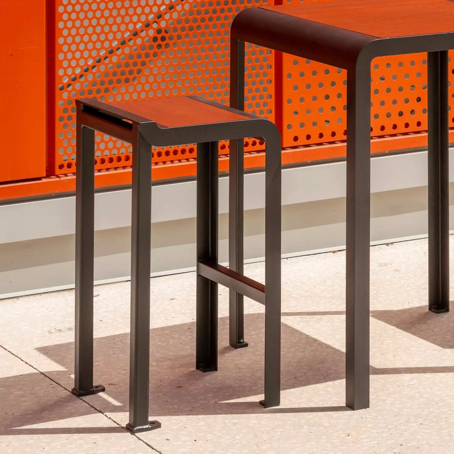 Contemporary bar stool - PAOSA - Concept Urbain - HPL / galvanised ...