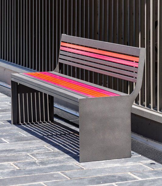 Contemporary public bench - SOHA - Concept Urbain - sheet steel / steel ...