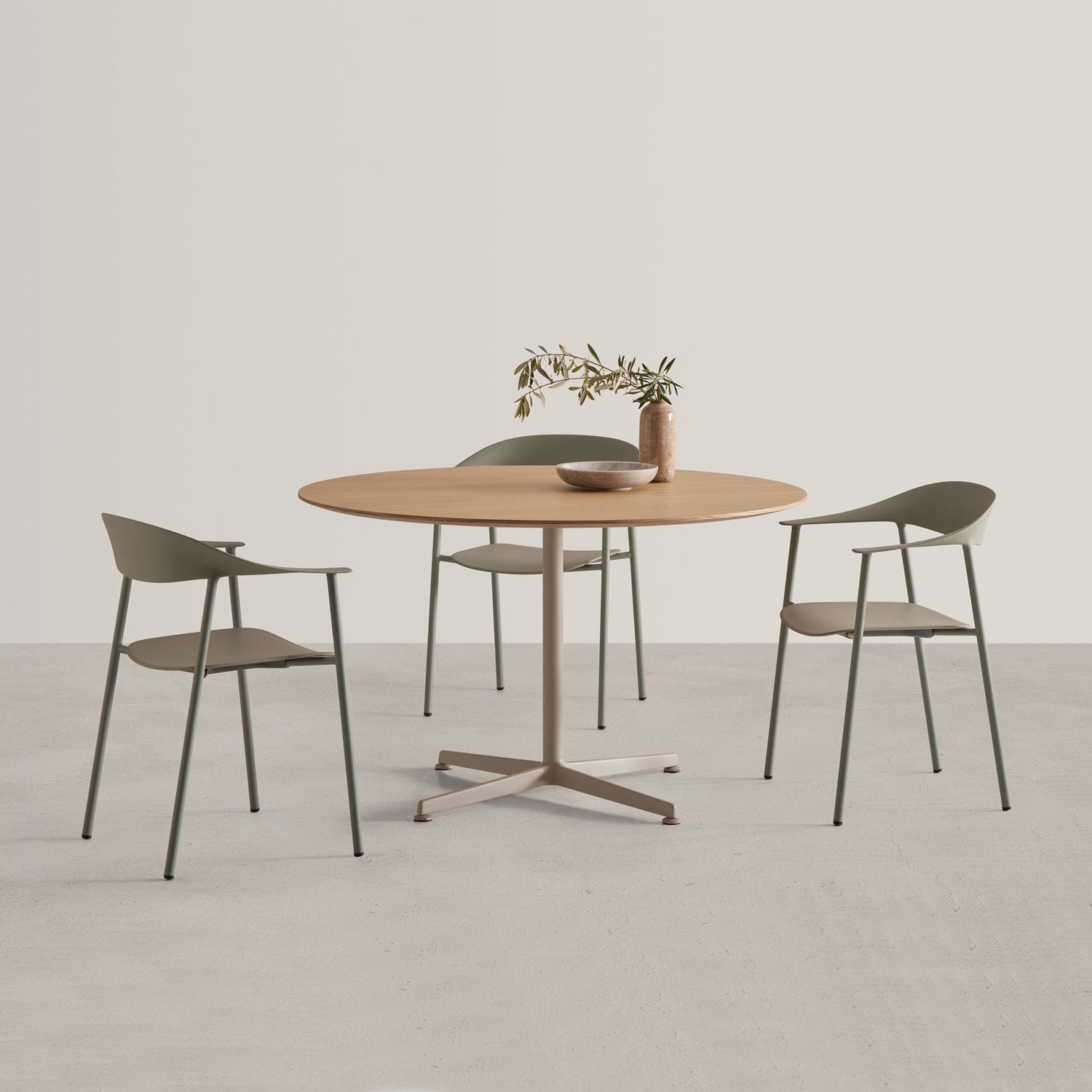 Contemporary bistro table - ELIX - INCLASS - HPL / oak / lacquered MDF