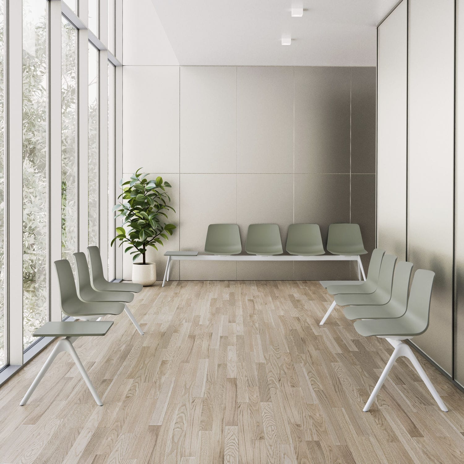 Metal beam chair - VARYA XL - INCLASS - plastic / 3-seater / two-person