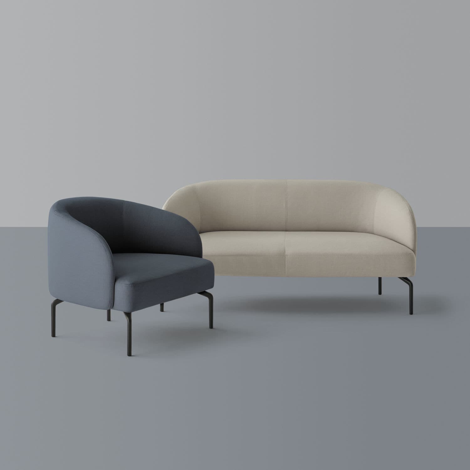 Contemporary sofa - KERN - INCLASS - fabric / with armrests / privacy