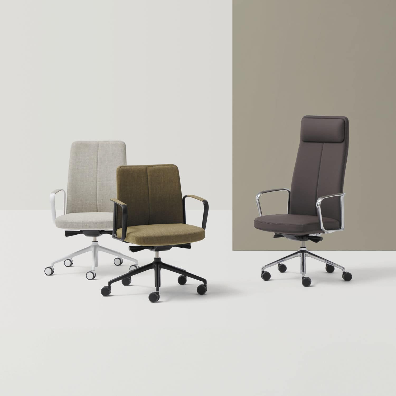 Leather task chair - ZENPRO - INCLASS - fabric / on casters / with headrest