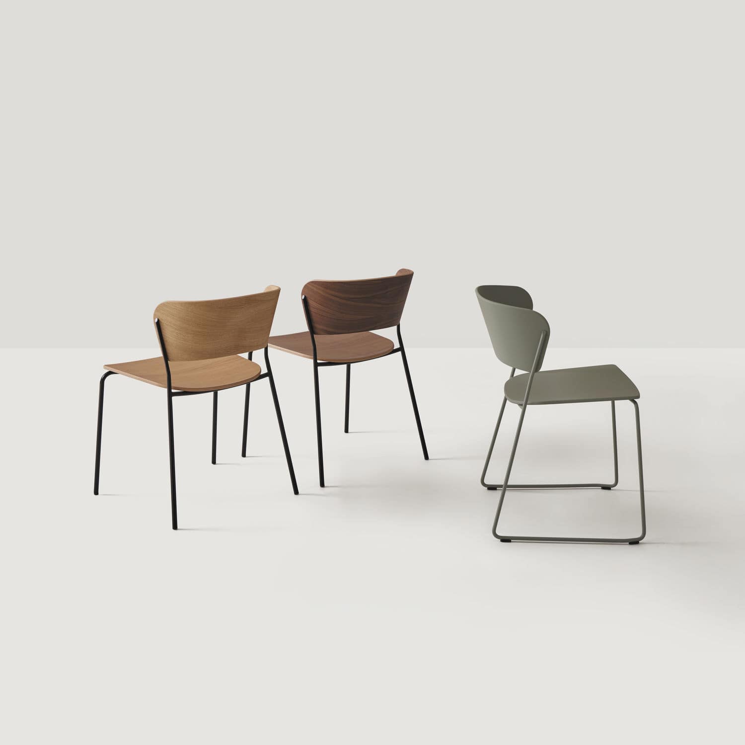 Contemporary visitor chair - ARC - INCLASS - indoor / steel / leather