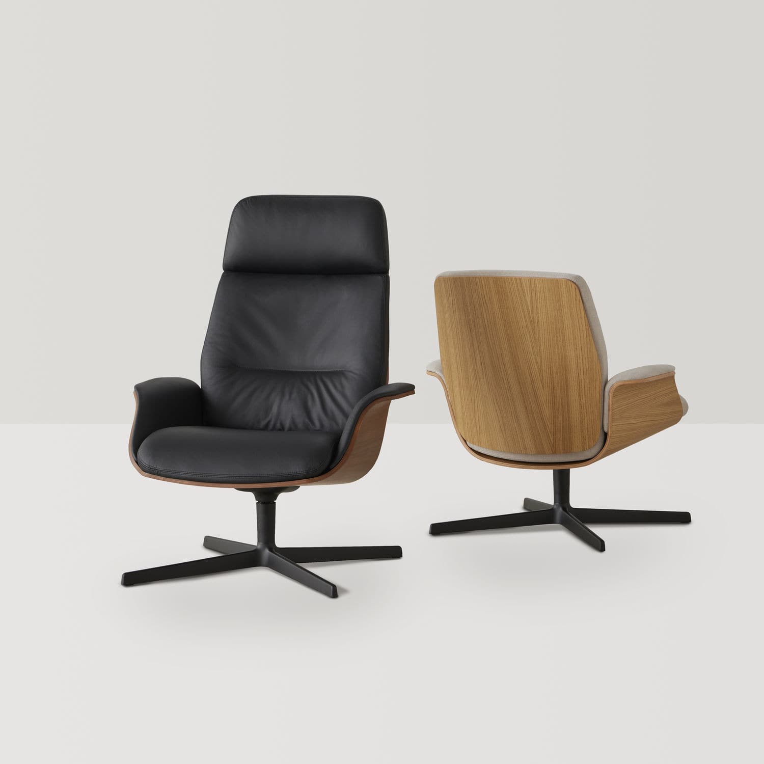 Contemporary armchair - REVER - INCLASS - fabric / wooden / with headrest