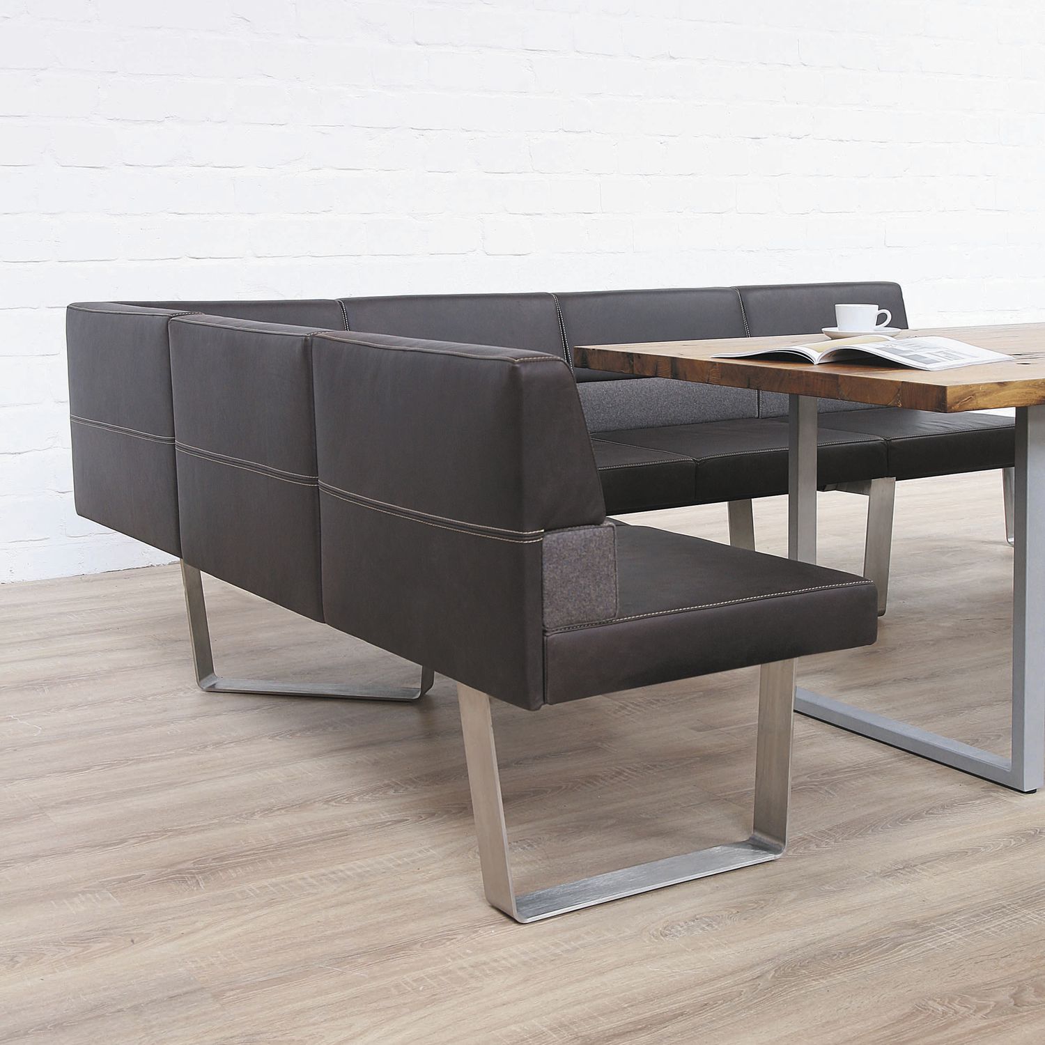 Modular upholstered bench - PLUS - KFF - contemporary / stainless steel ...