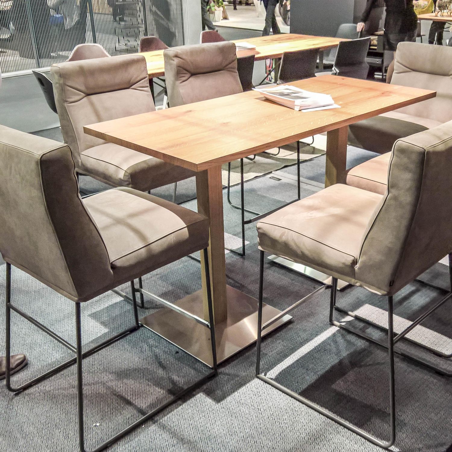 Contemporary bistro table - MODUL PLUS - KFF - steel / wooden / round