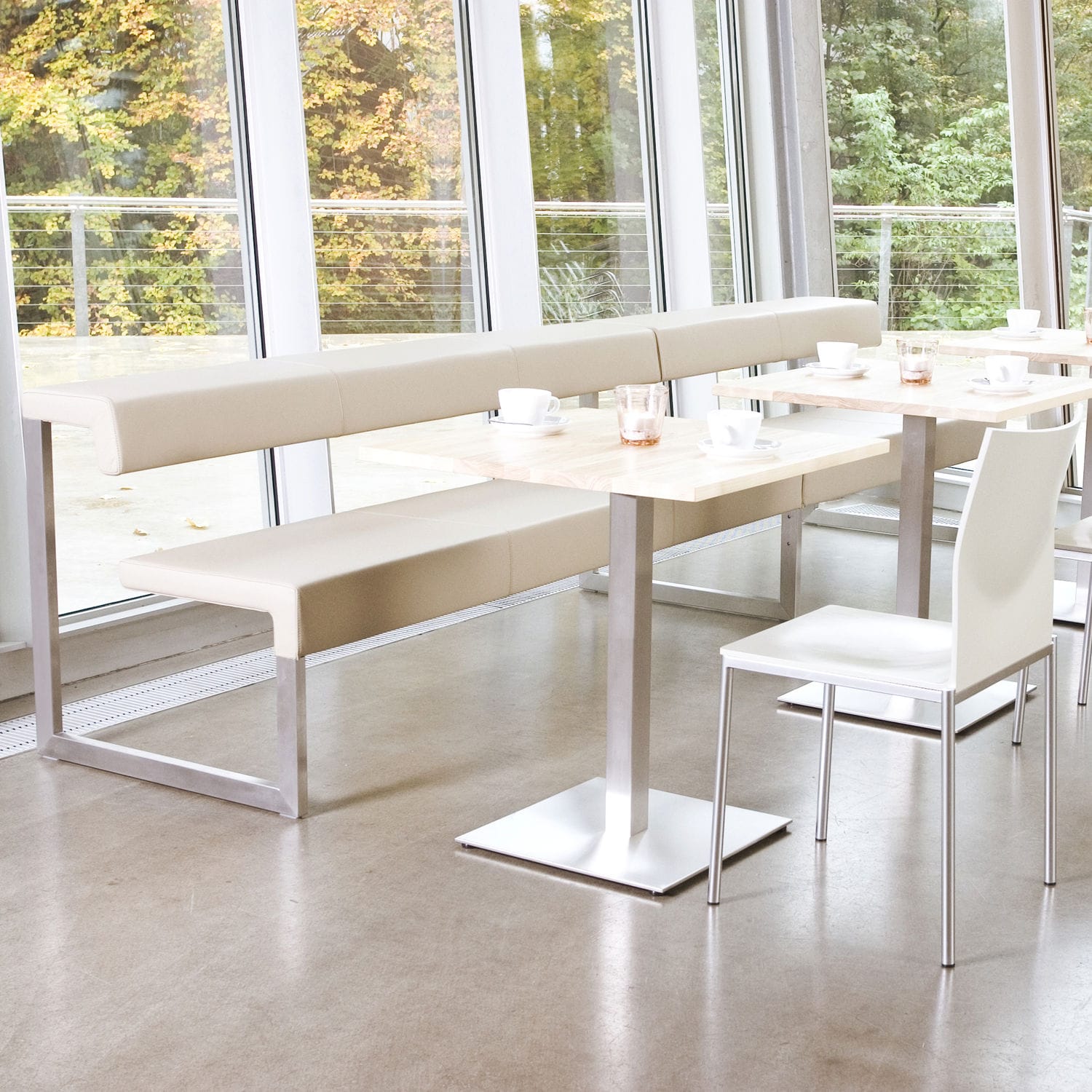 Modular upholstered bench - GATE - KFF - contemporary / leather / steel