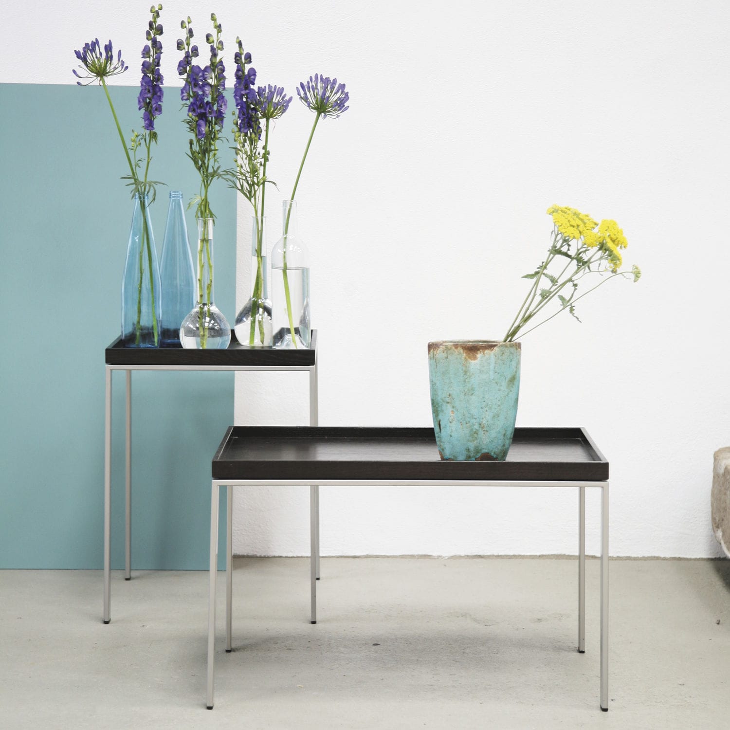 Contemporary side table - CARRY - KFF - solid wood / steel / rectangular