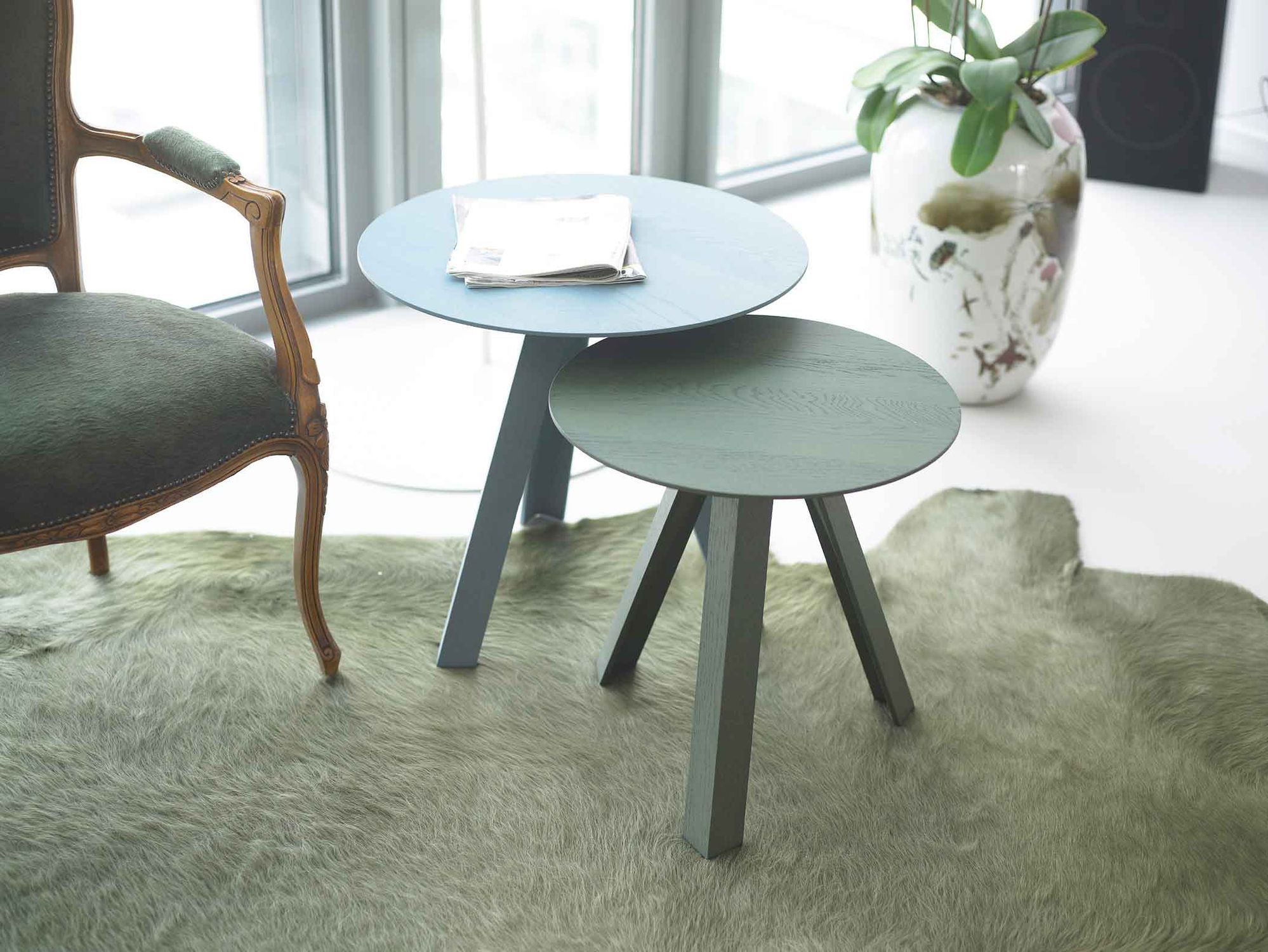 Contemporary side table - TRE - Arco - wooden / oval / rectangular