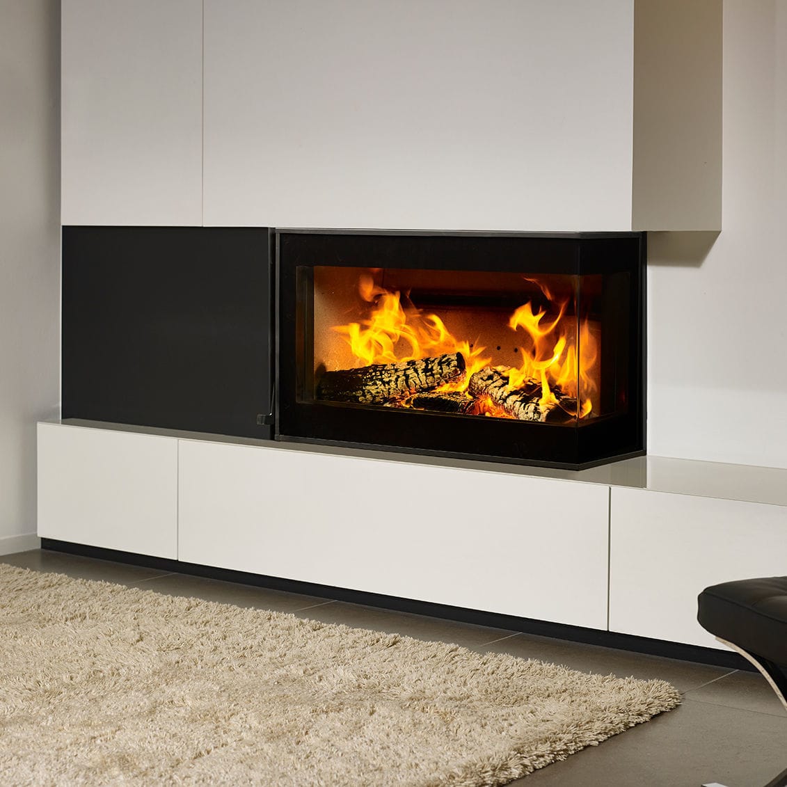 Corner fireplace insert - CORNER 77 - JIDÉ - wood-burning / steel ...