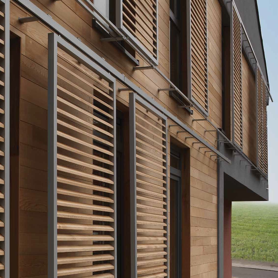 Aluminum solar shading - LUXFRAME SERIES - Duco - wooden / for facade ...