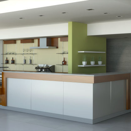 Bar counter - MOZART - MAFIROL - wooden / laminate / upright