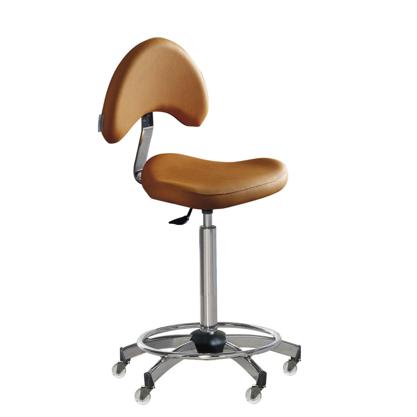 Leather task stool - ARIZONA - Medical & Beauty - on casters / swivel