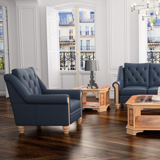 Traditional armchair - CAPITONÉ - Ofifran - leather / fabric / wooden