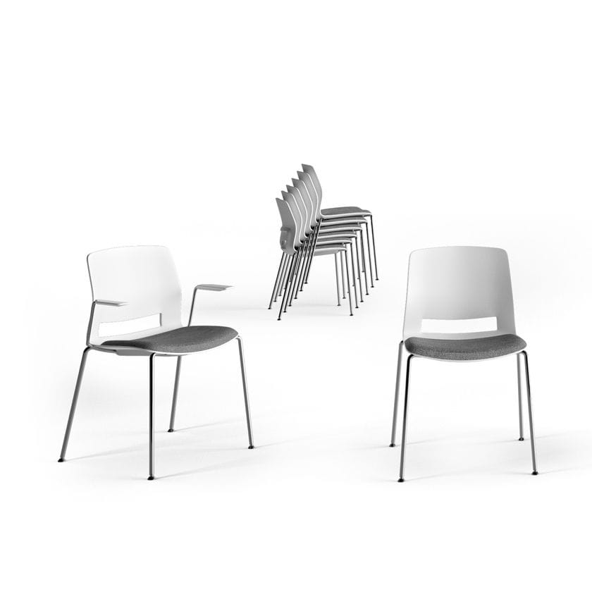 Contemporary visitor chair - EASY - Ofifran - plastic / upholstered ...