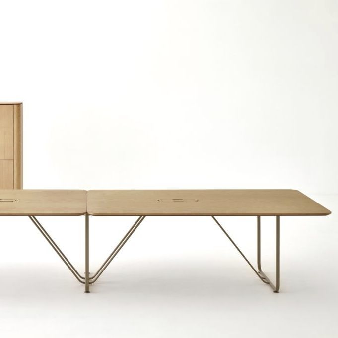 Contemporary boardroom table - INFINITY - Ofifran - wooden / metal base / rectangular