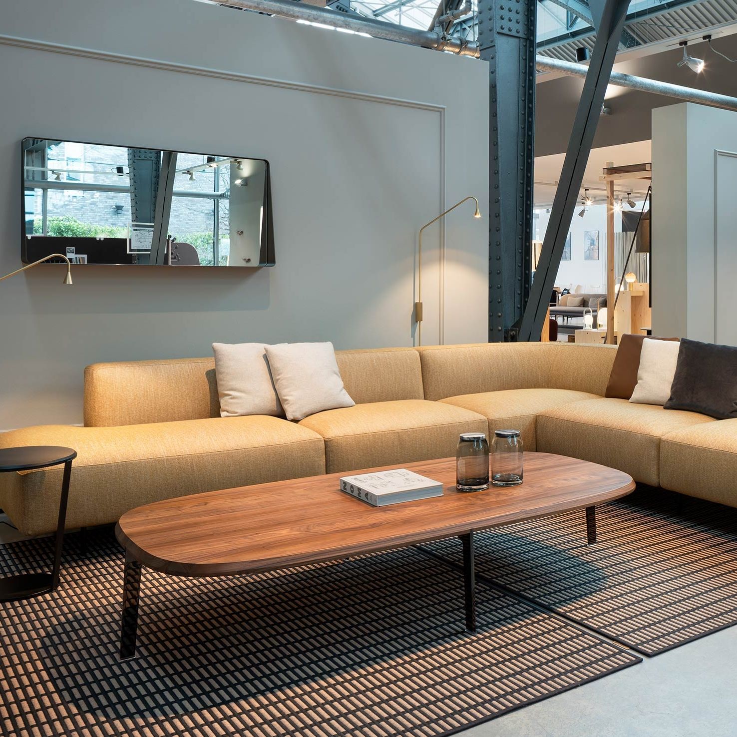 Contemporary coffee table - AREA - BENSEN - oak / walnut / metal base