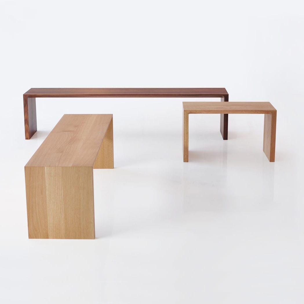 Contemporary bench - RADII - BENSEN - wooden / without backrest ...