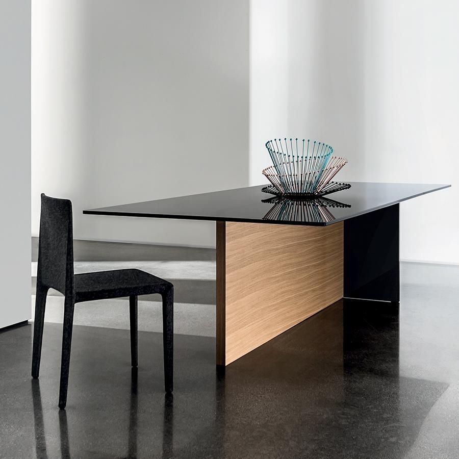 Contemporary dining table - Regolo - Sovet Italia - glass / oak base / walnut base