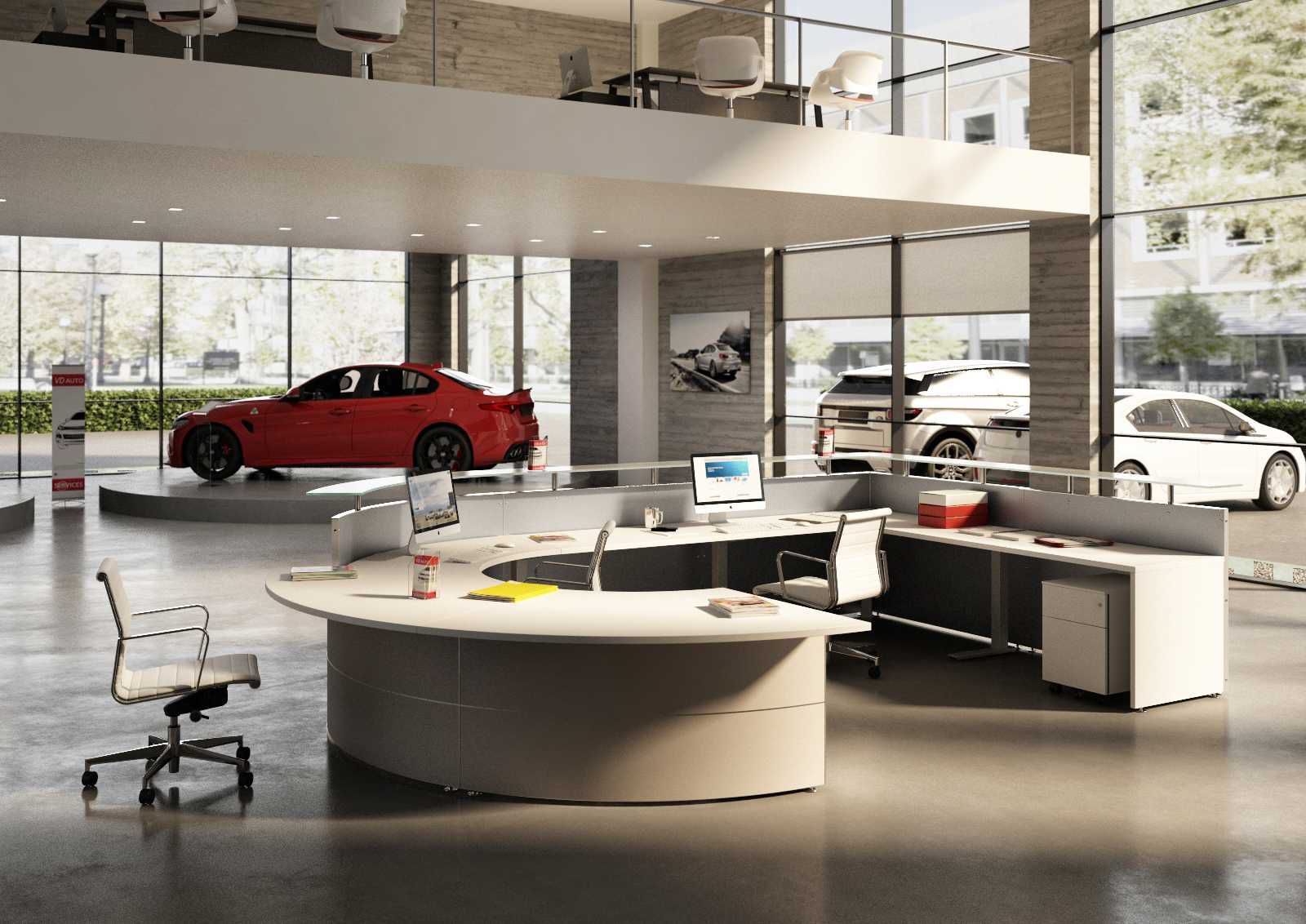 Modular reception desk - RECEPTION - Bralco - semicircular / lacquered ...