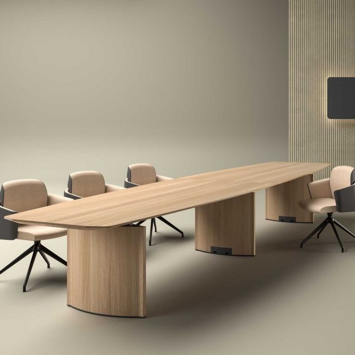Contemporary boardroom table - ELEVA - Bralco - wooden / metal base / wooden base