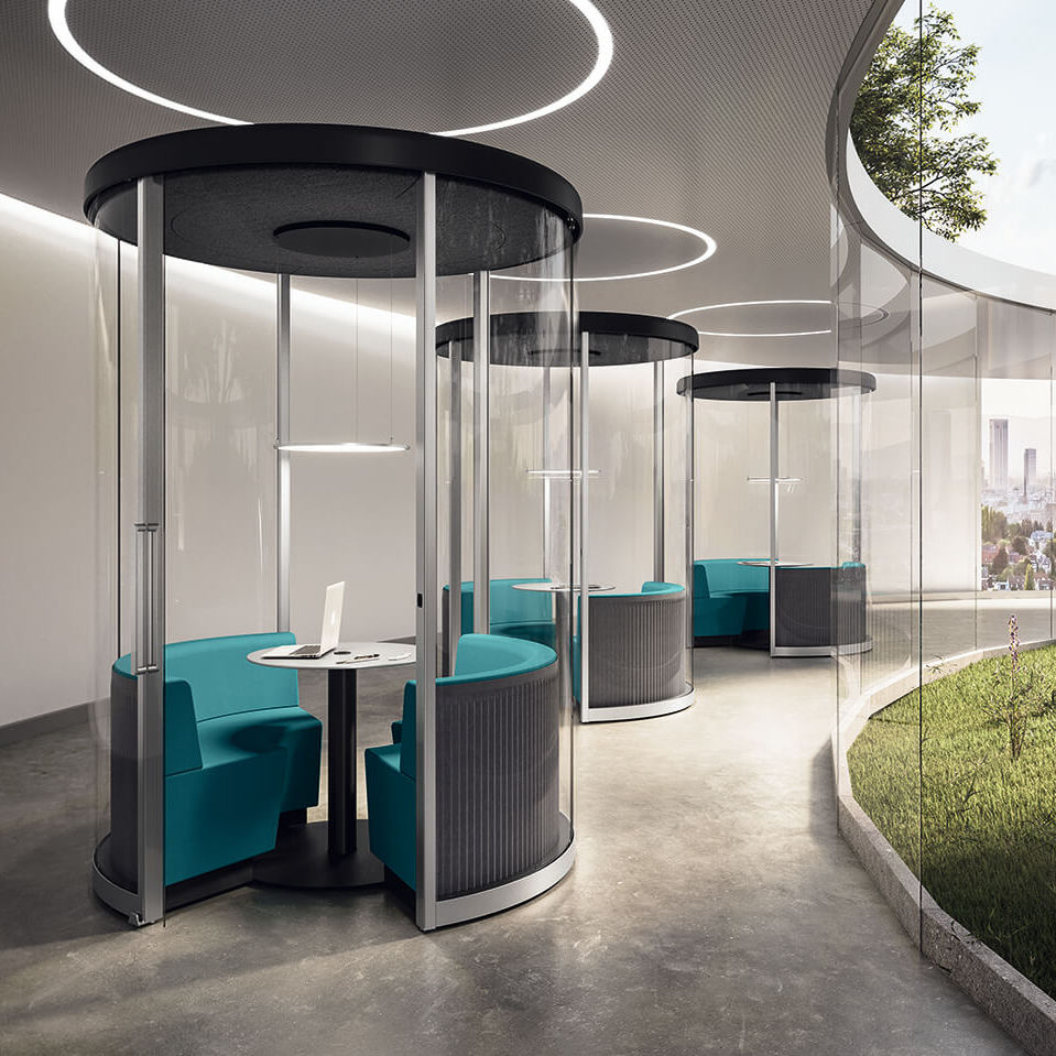 Acoustic office pod - ROUNDBOX 20 - VETROIN - with glass door / modular ...