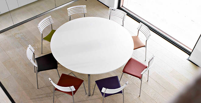 Contemporary table - RAIL - Randers+Randers - maple / round