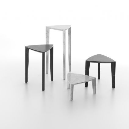 Contemporary side table - LOU - Marsotto - marble / triangular / home