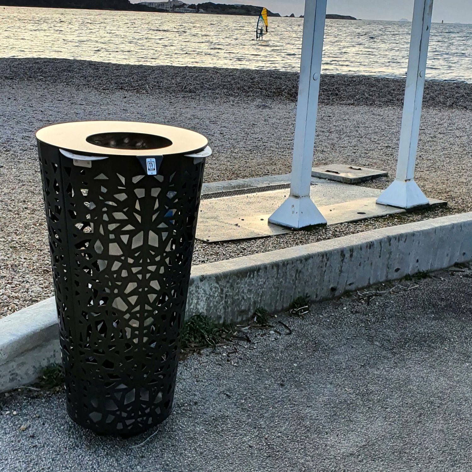 Public trash can - ILLIADE - TF URBAN - steel / with built-in ashtray ...