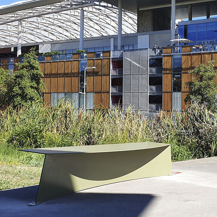 Contemporary public bench - Blade - TF URBAN - steel / thermo-lacquered ...