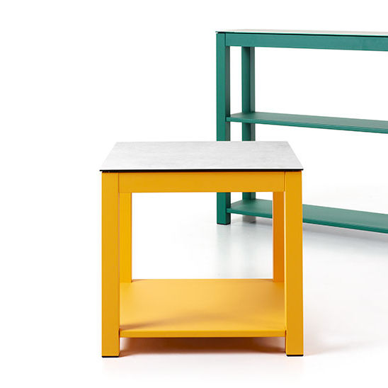 Contemporary side table - LOFT - MOBLIBERICA - metal / metal base / square