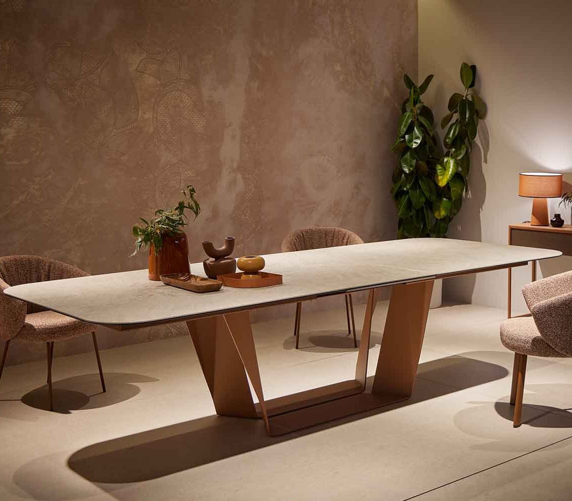 Contemporary dining table - PLEC - MOBLIBERICA - ceramic / sheet metal ...