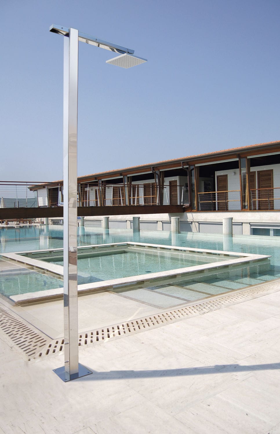 Pool garden shower - SQUARE SHOWER: Q86 - Fontealta - stainless steel