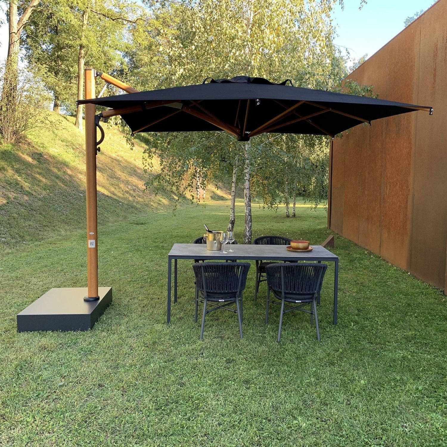 Square parasol - Astro Timber - Scolaro - rectangular / side post ...