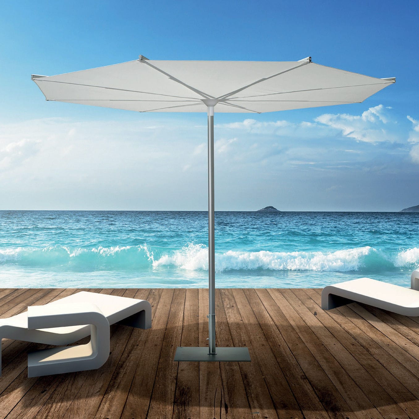 Octagonal parasol - REVO - Scolaro - mast-centered / acrylic fabric ...
