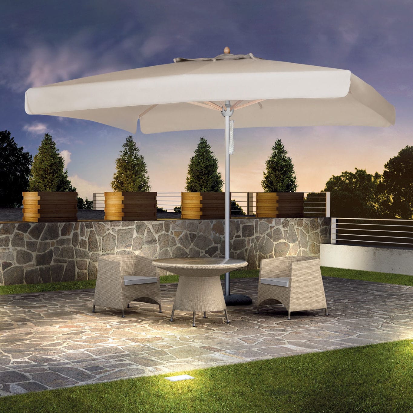 Square parasol - Milano Standard - Scolaro - mast-centered / acrylic ...