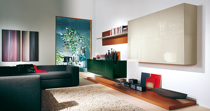 Contemporary living room wall unit - LIGHT - Homes